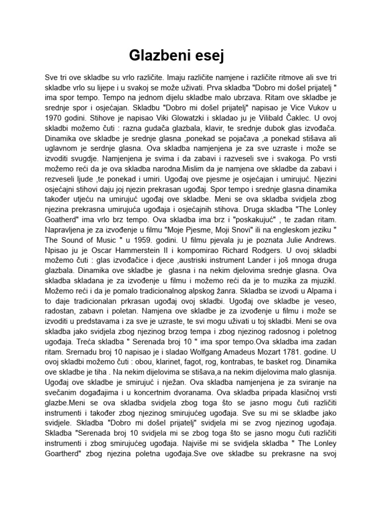 Glazbeni Esej | PDF