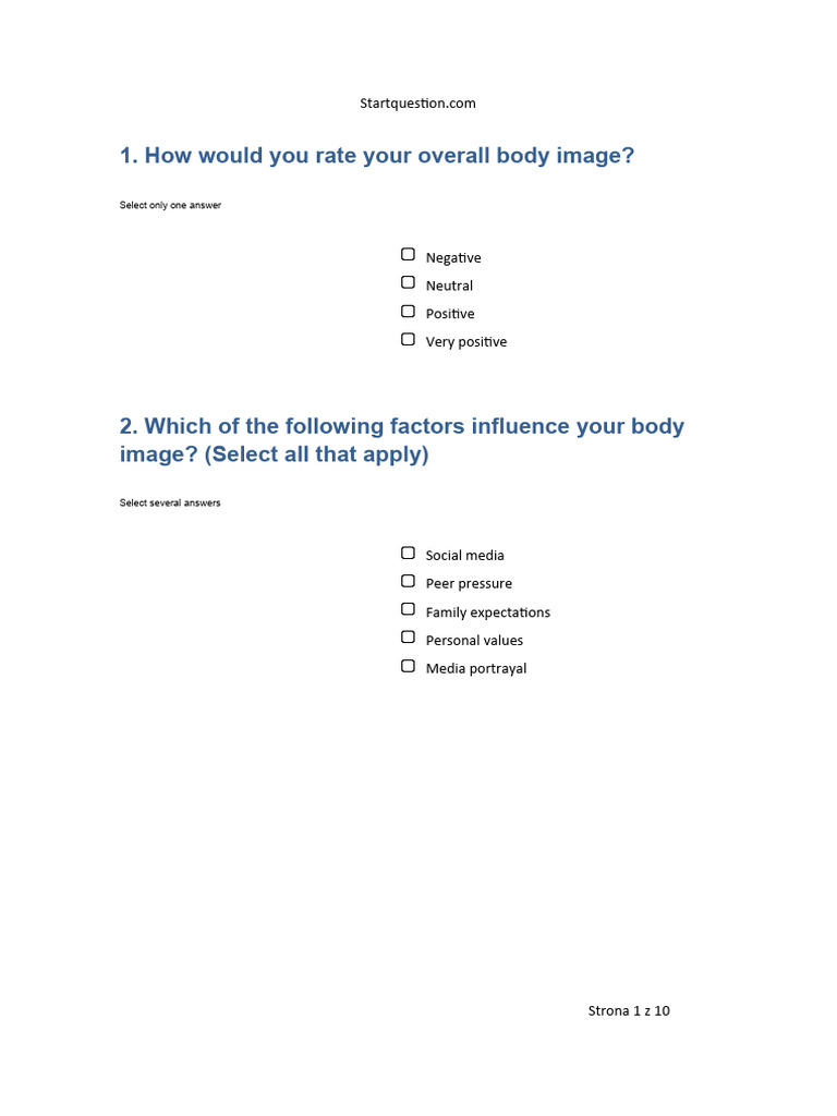 Questionnaire Body Image Survey 1236408 1717170007 | PDF | Body Image ...
