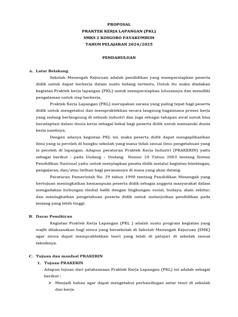 Proposal Permohonan PKL TTD | PDF | Karier & Perkembangan