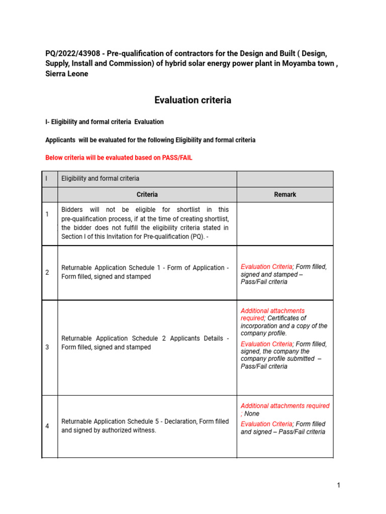PQ - 43908 - Section - II - Specific - Evaluation - Criteria | PDF ...
