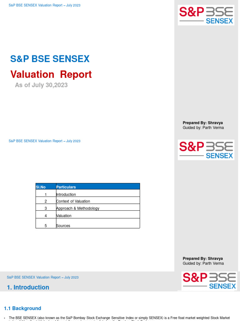 BSE Sensex Valuation - July 2023 | PDF | Valuation (Finance) | Risk Premium
