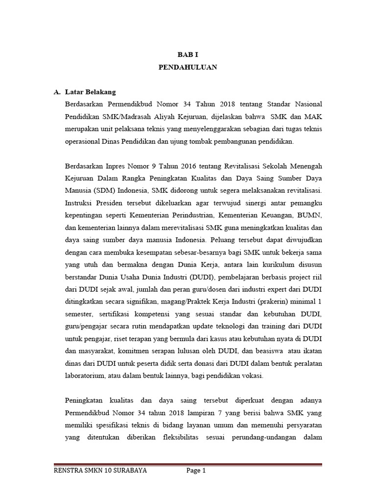 Contoh Draft Renstra | PDF | Bisnis