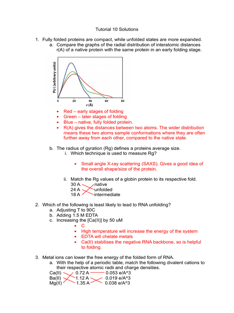Tutorial 10 Solutions | PDF | Ligand (Biochemistry) | Protein Folding
