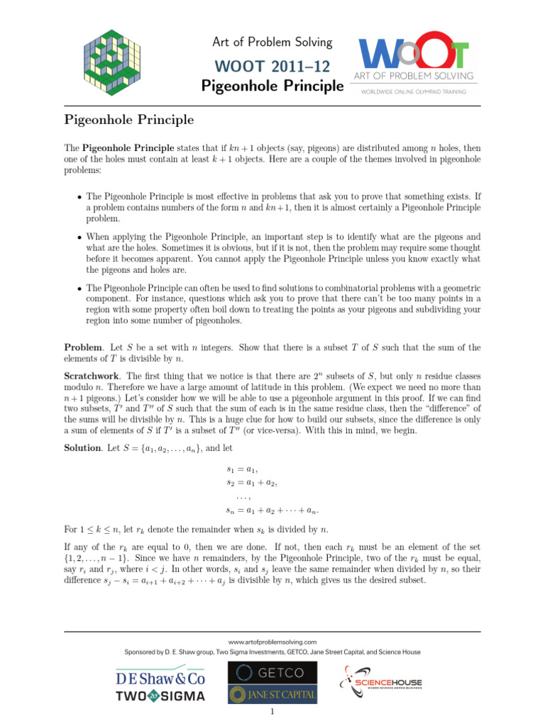 0-Pigeonhole Principle | Download Free PDF | Combinatorics | Discrete Mathematics