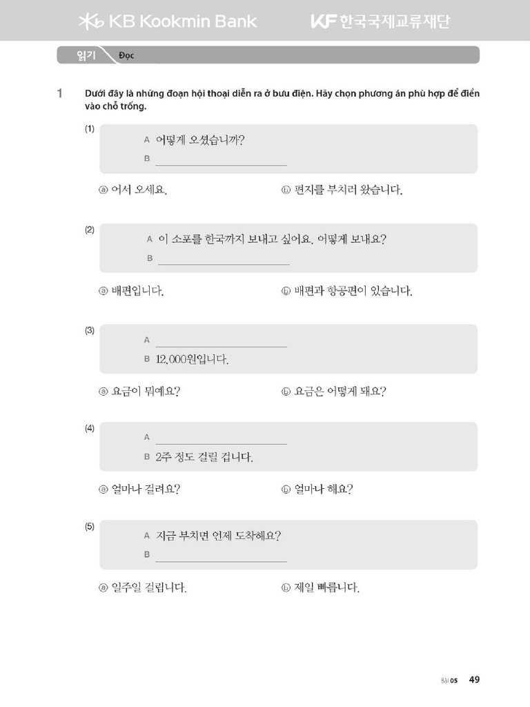 Bai Tap GT Tieng Han Tong Hop - So Cap 2-50-53 | PDF