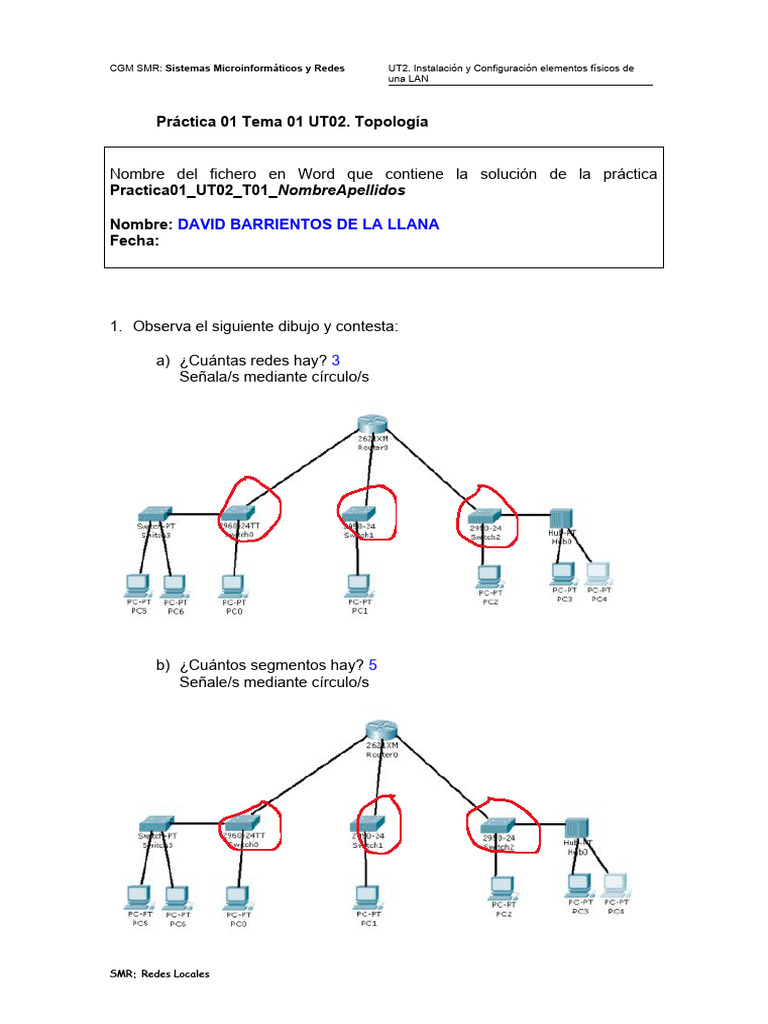 Practica01 - UT02 - T01 Topologia de Red Realizado Por David Barrientos | PDF | Topología de la ...