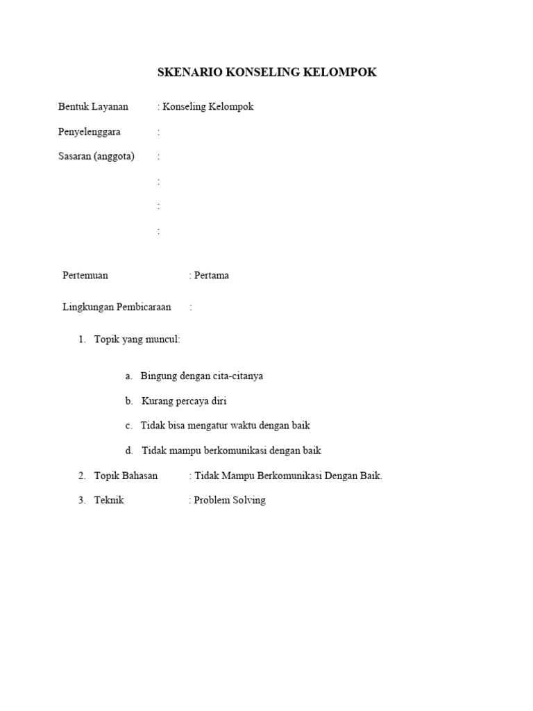 Skenario Konseling Kelompok Fix | PDF