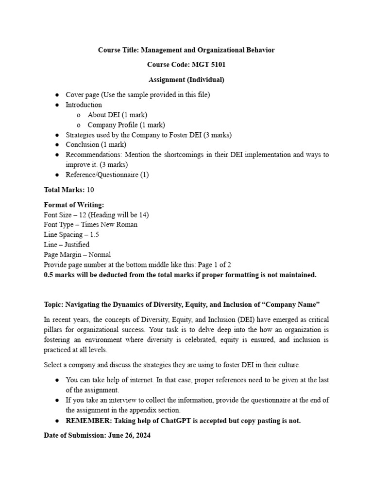 Assignment Format | PDF