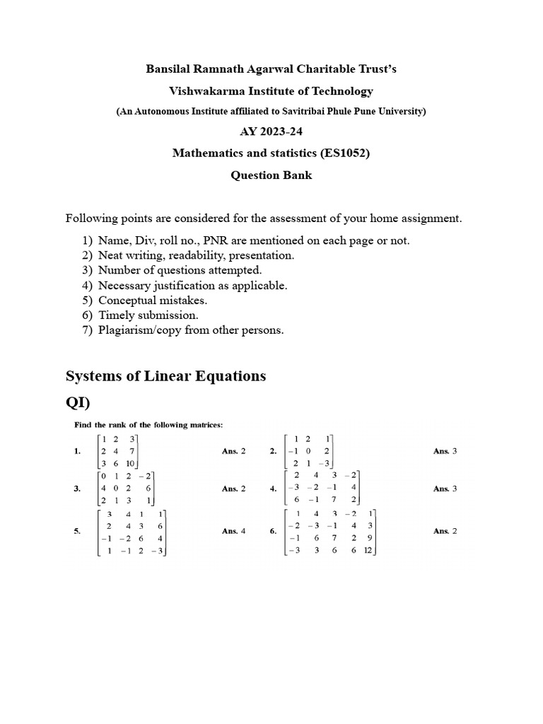 MAS QB - Merged | PDF | Variable (Mathematics) | Equations