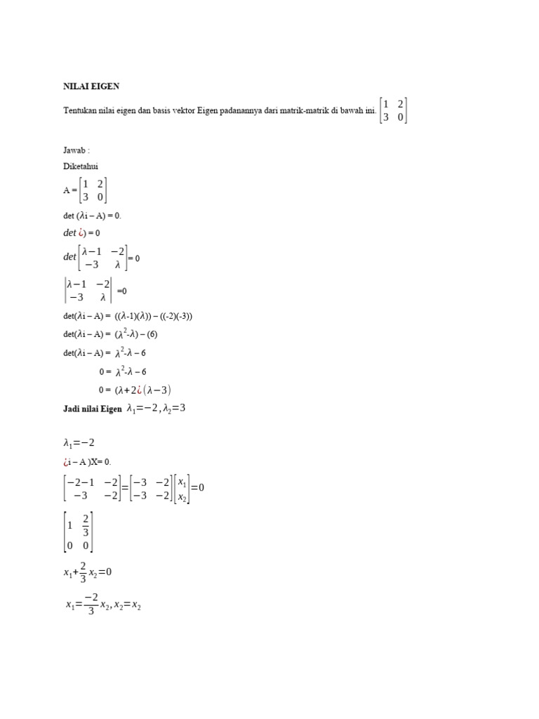 LATIHAN 1 Eigenvalues and Eigenvectors | PDF | Teaching Methods & Materials