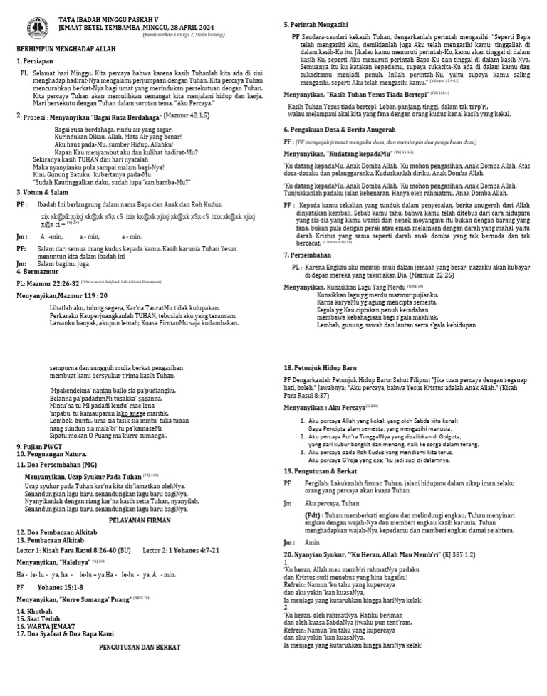 April - 28 - 2024 - Liturgi 2 | PDF