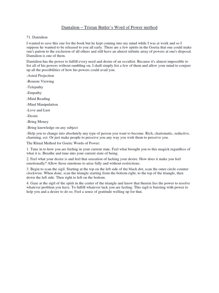 Tristan Butler Dantalion | PDF | Self-Improvement | Science & Mathematics
