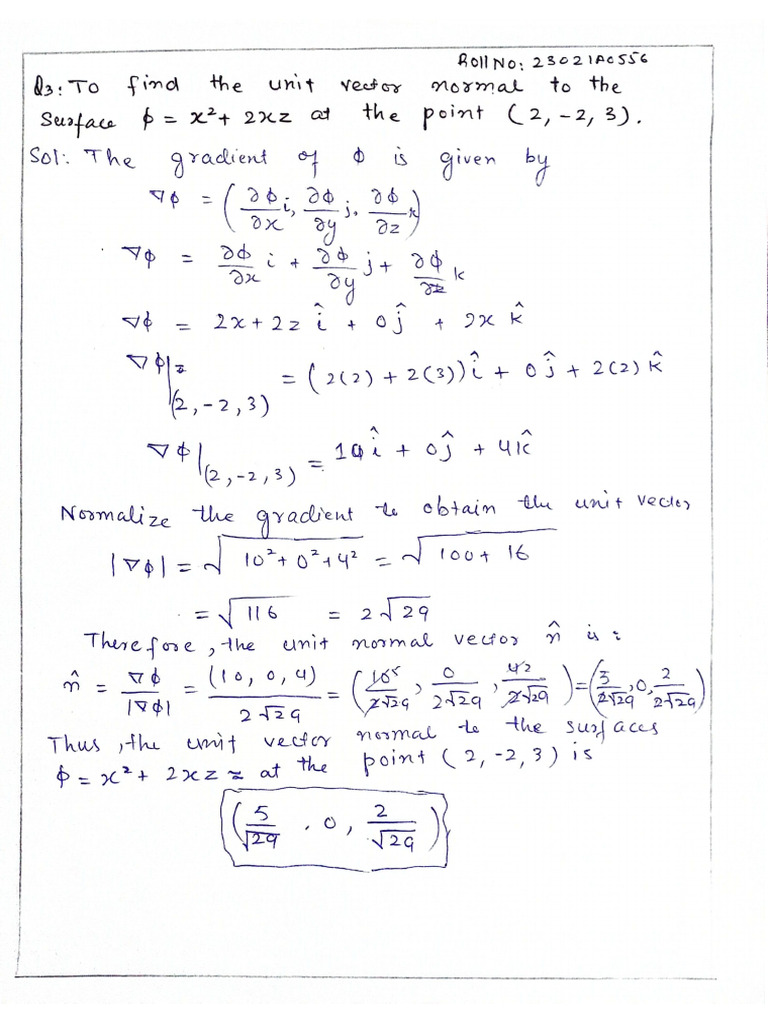 Unit Vector Normal To Surface | PDF
