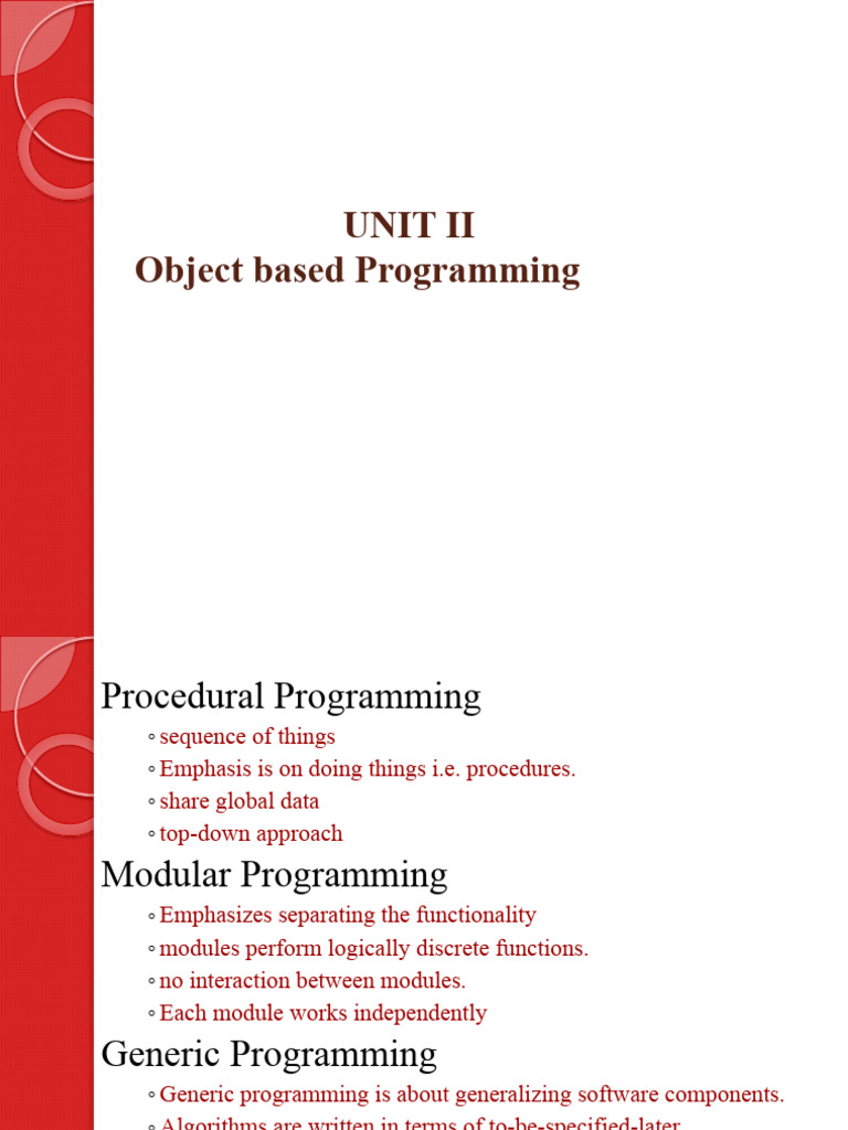 Unit 2 Oop 1 Pdf Object Oriented Programming Class Computer Programming
