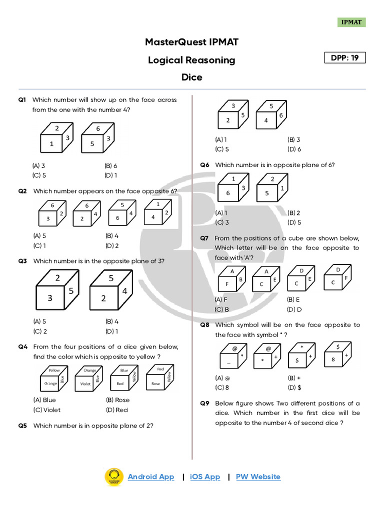 Logical Reasoning DPP-19 MasterQuest IPMAT 2024 | PDF