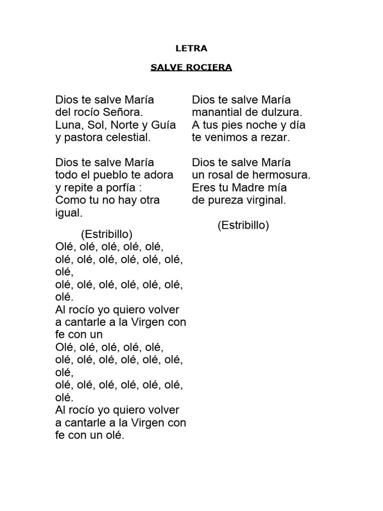 Letra Salve Rociera | PDF | Arte