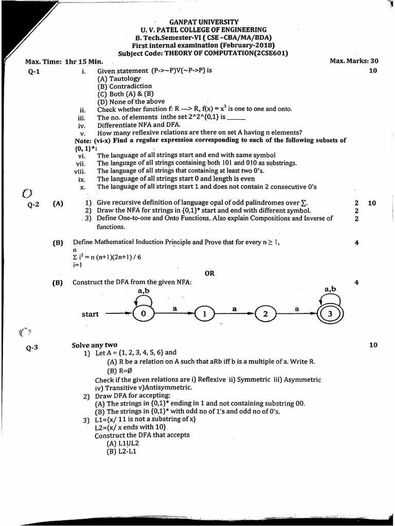 First Internal B.tech. SEM - 6 (CBA-MA-BDA) PDF | PDF