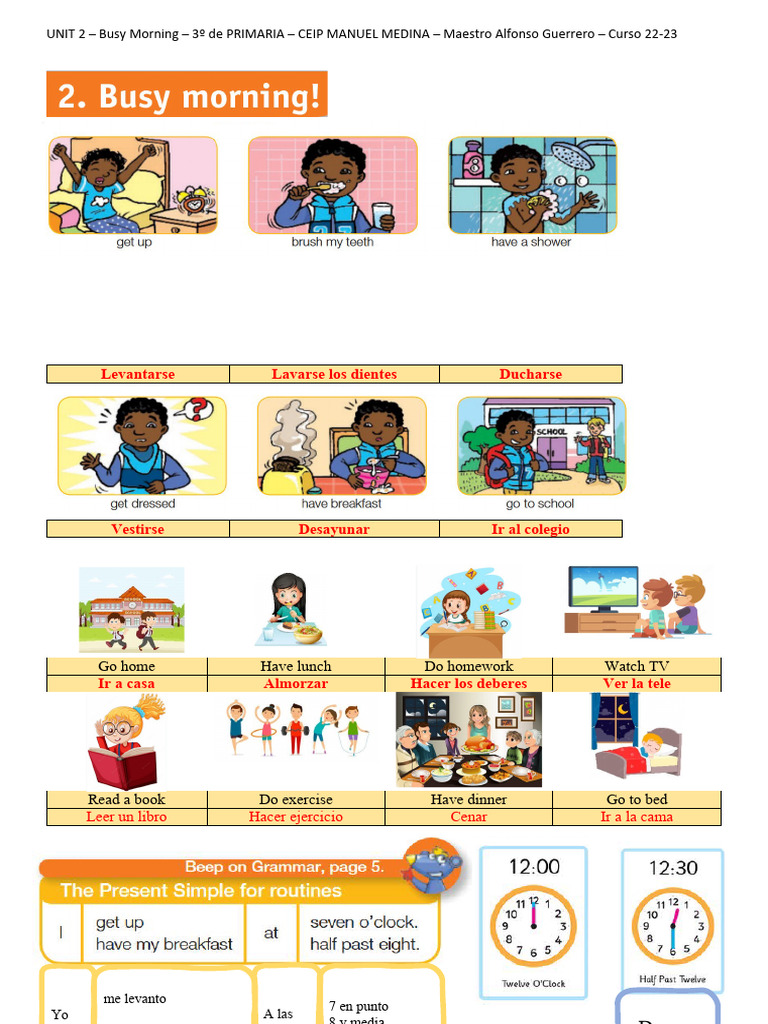 Busy Morning Routine for 3rd Grade | PDF