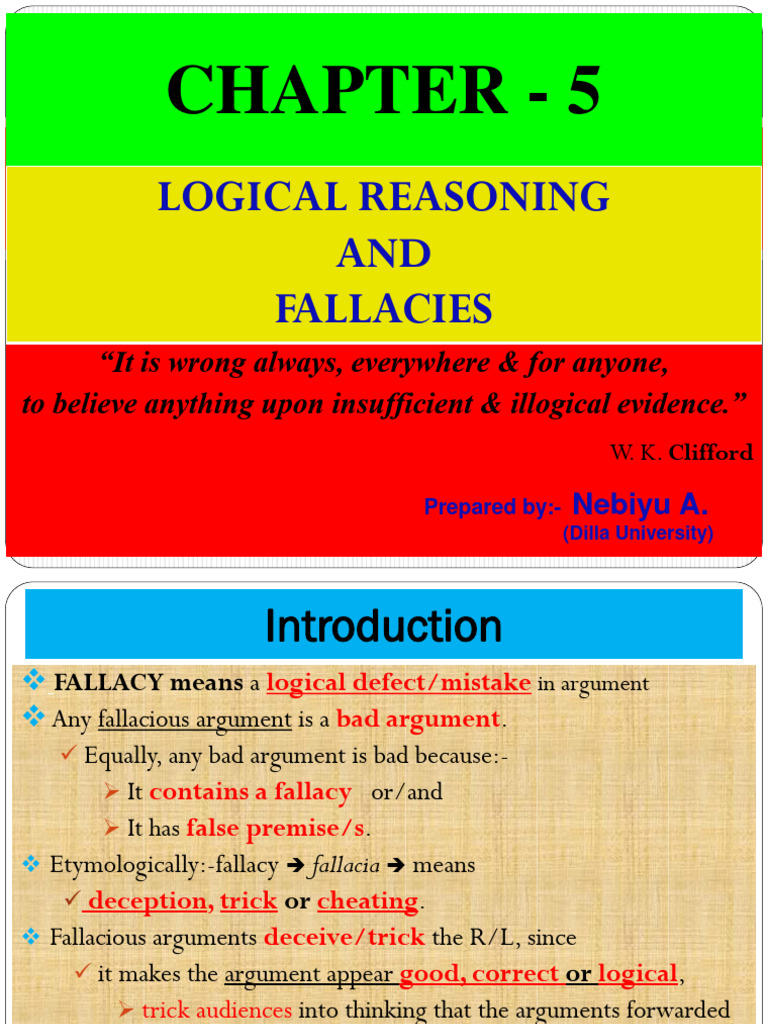 LOGIC CHAPTER-5 (Fallacies) - Short Version | PDF | Fallacy | Argument