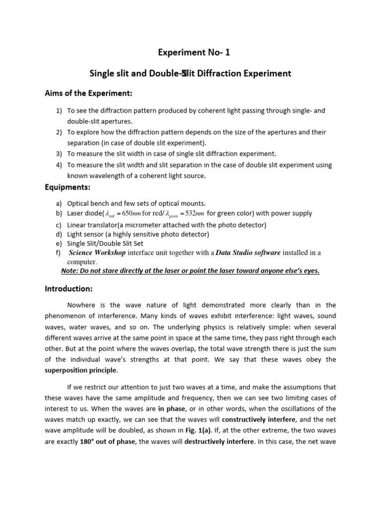 Diffraction - Single Double Slit | PDF | Diffraction | Waves