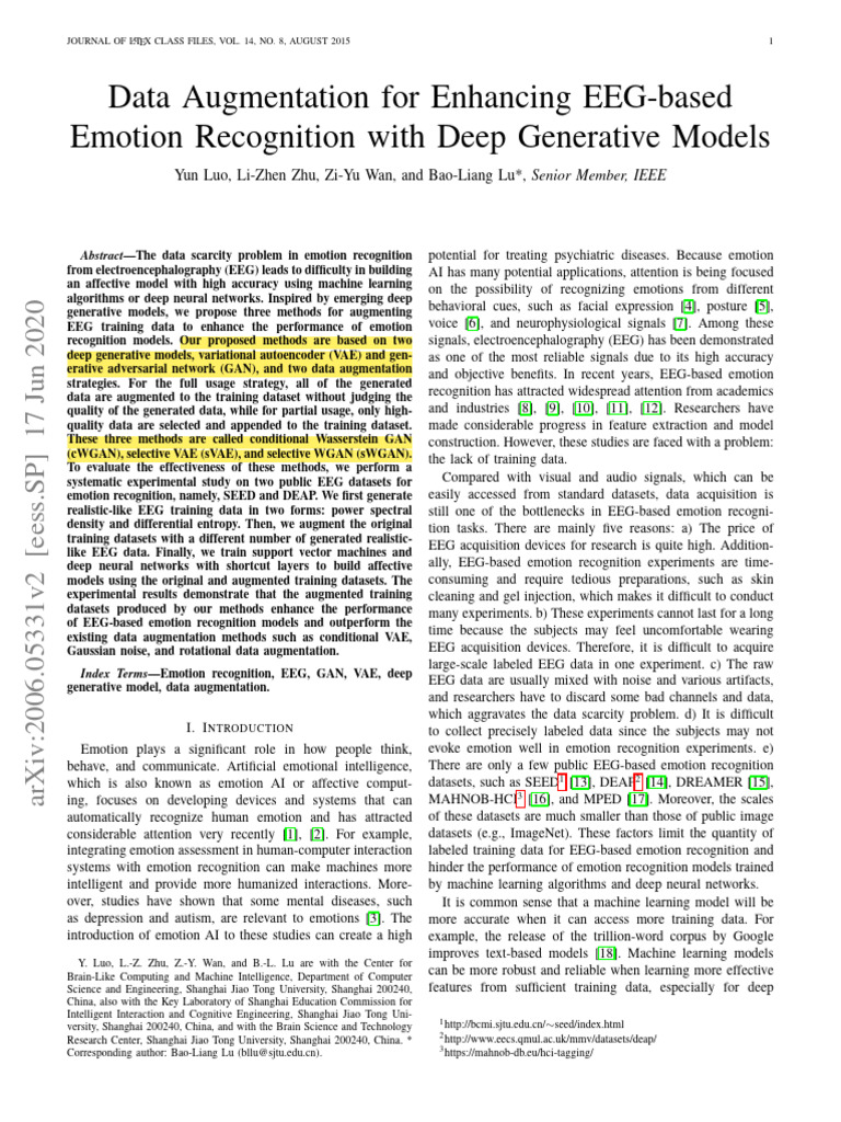 data augm for enchancing eeg based emotion recognition deep generative ... data augm for enchancing eeg based emotion recognition deep generative ...