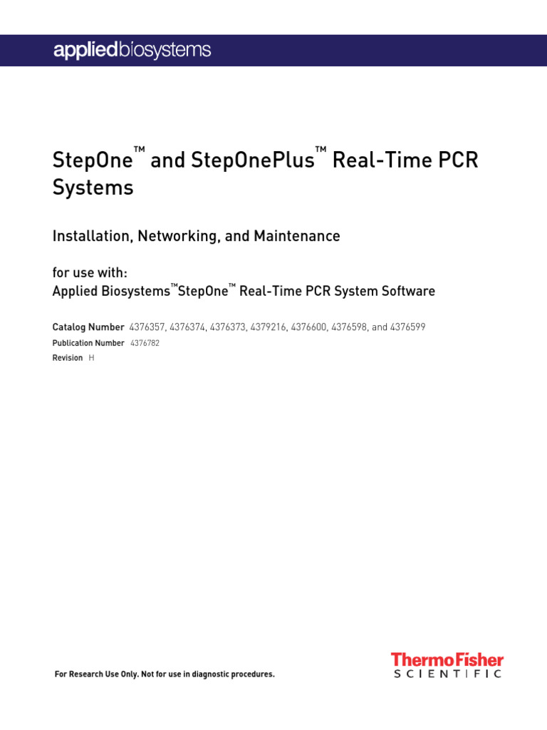 Stepone and Steponeplus Real-Time PCR Systems: Installation, Networking ...