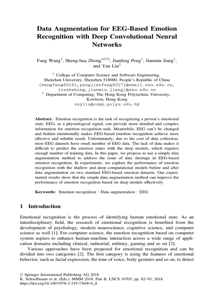 Data Augmentation For EEG-basedEmotion Recognition With Deep Convolutional Neural Networks | PDF ...