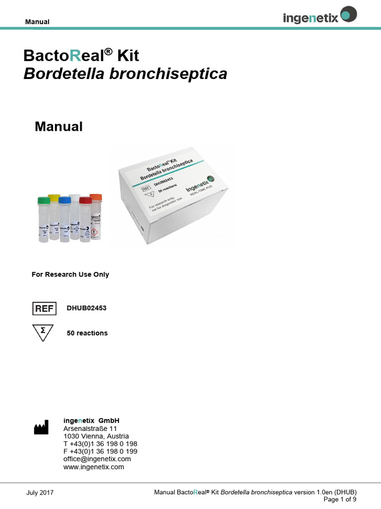 Bactoreal Kit Bordetella Bronchiseptica Dhub Ingenetix Manual V1-0en ...