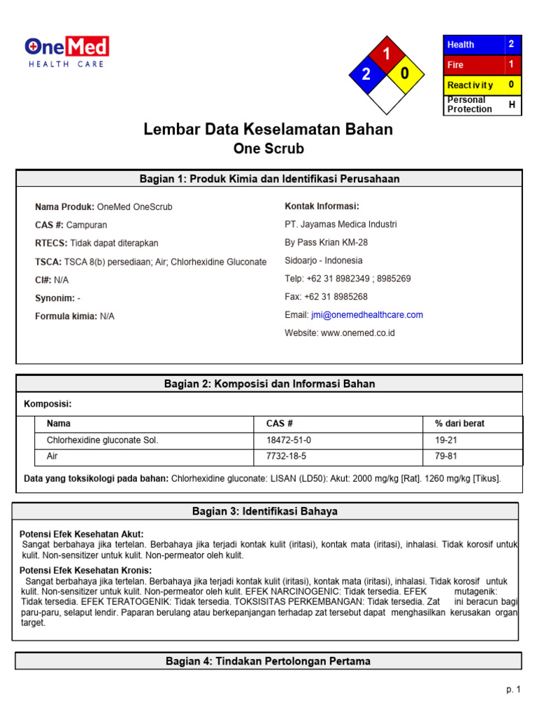 MSDS Hand Rub Onemed | PDF