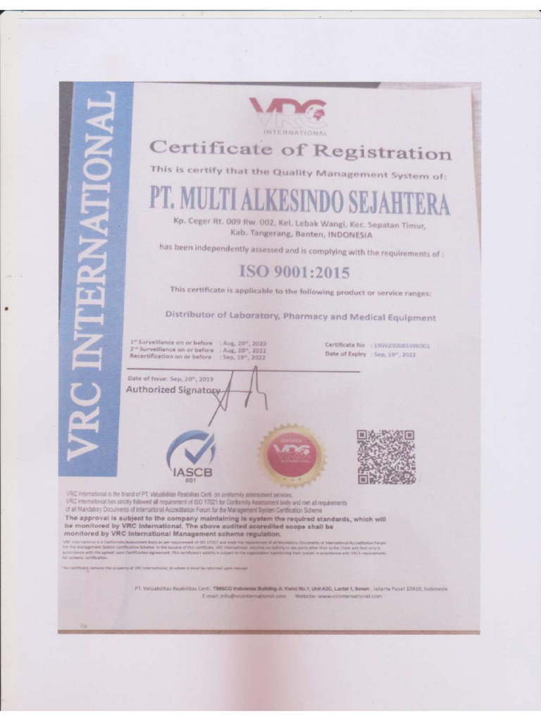 A.5 sertifikat ISO | PDF