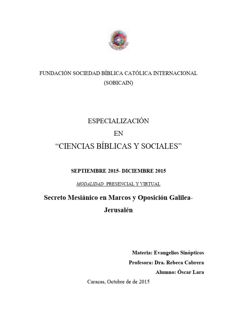 Terrcera Tarea-Secreto Mesiánico | PDF | Jesús | Evangelios