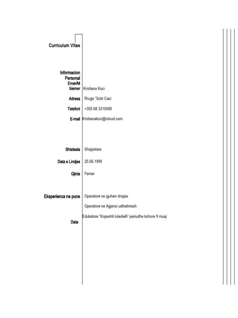 Cv Pune Kristiana Koci | PDF