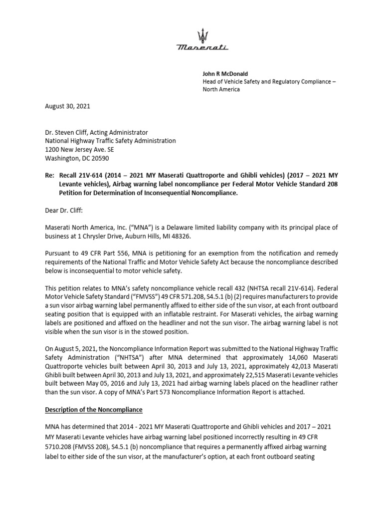 NHTSA 2021 0079 0001 - Attachment - 1 | PDF | National Highway Traffic ...