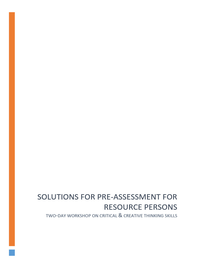 Workshop Pre-Assessment Guide | PDF | Inference | Expense