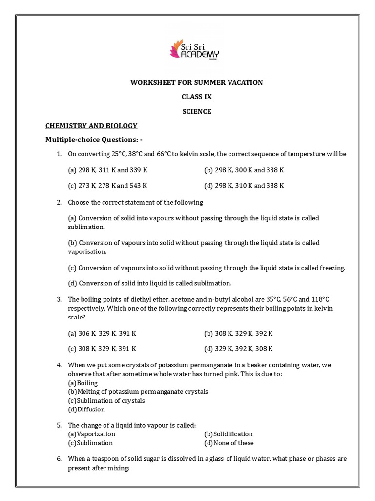 Science Worksheet Ix | PDF | Velocity | Acceleration