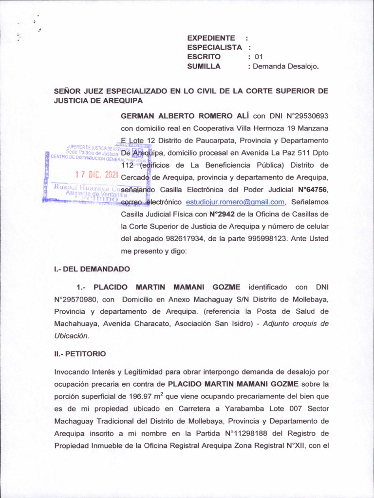DESALOJO | PDF | Judicaturas | Ley procesal
