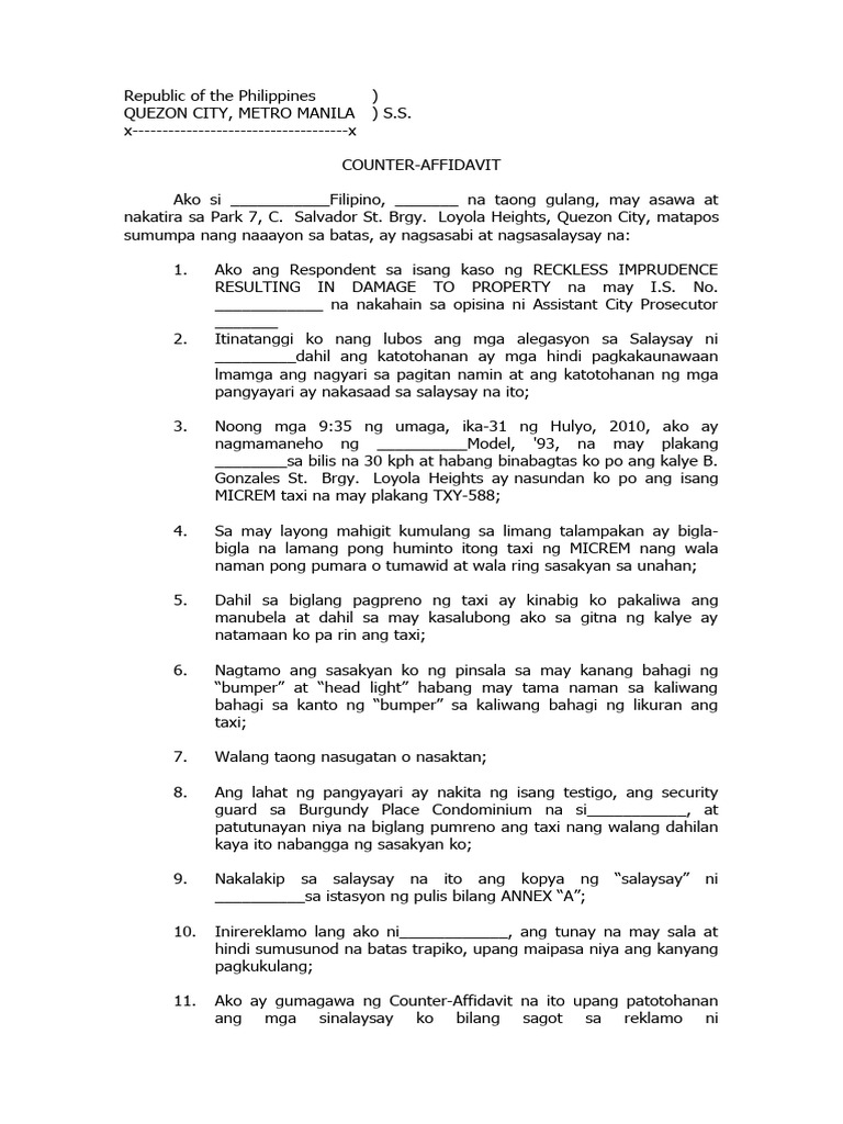 Counter Affidavit | PDF