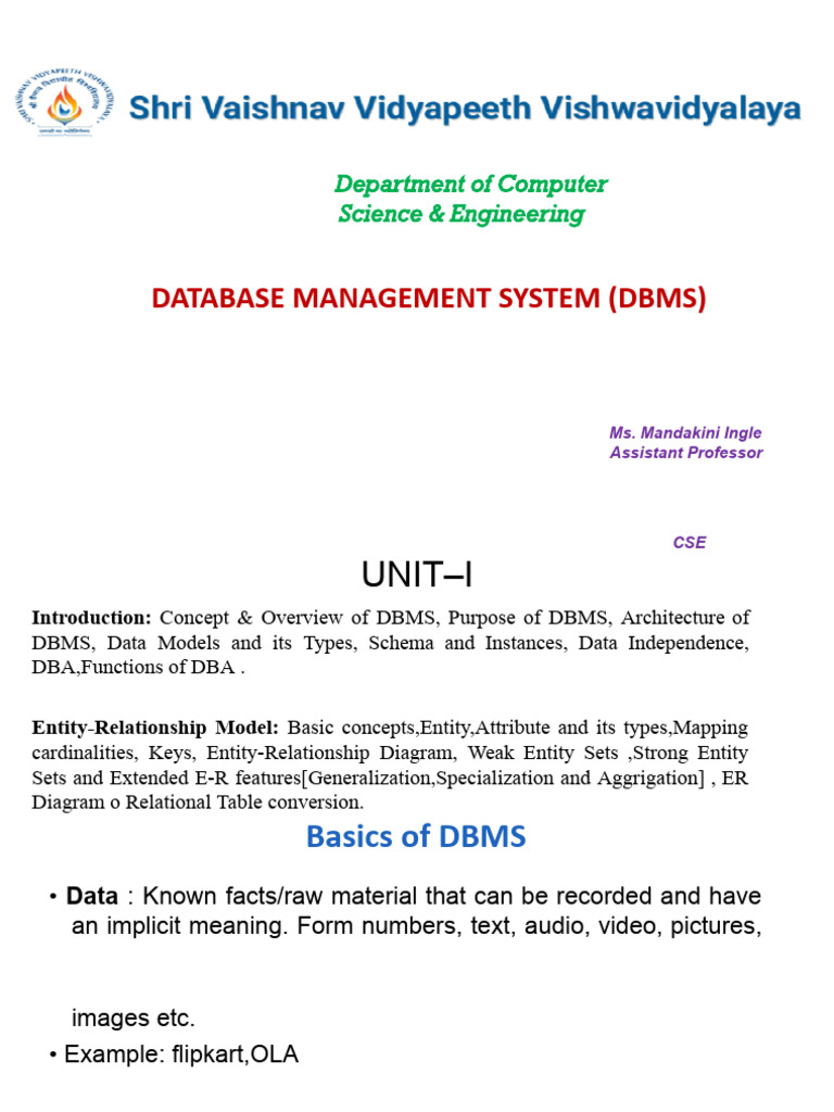 Unit-1 DBMS Notes | Download Free PDF | Databases | Conceptual Model Unit-1 DBMS Notes | Download Free PDF | Databases | Conceptual Model