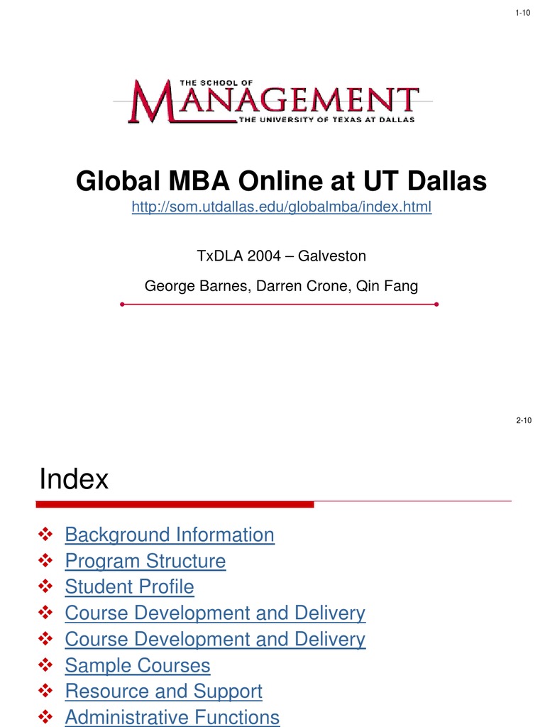 2004 TXDLA UTD Global MBA Online Program Presentation) | PDF | Master ...