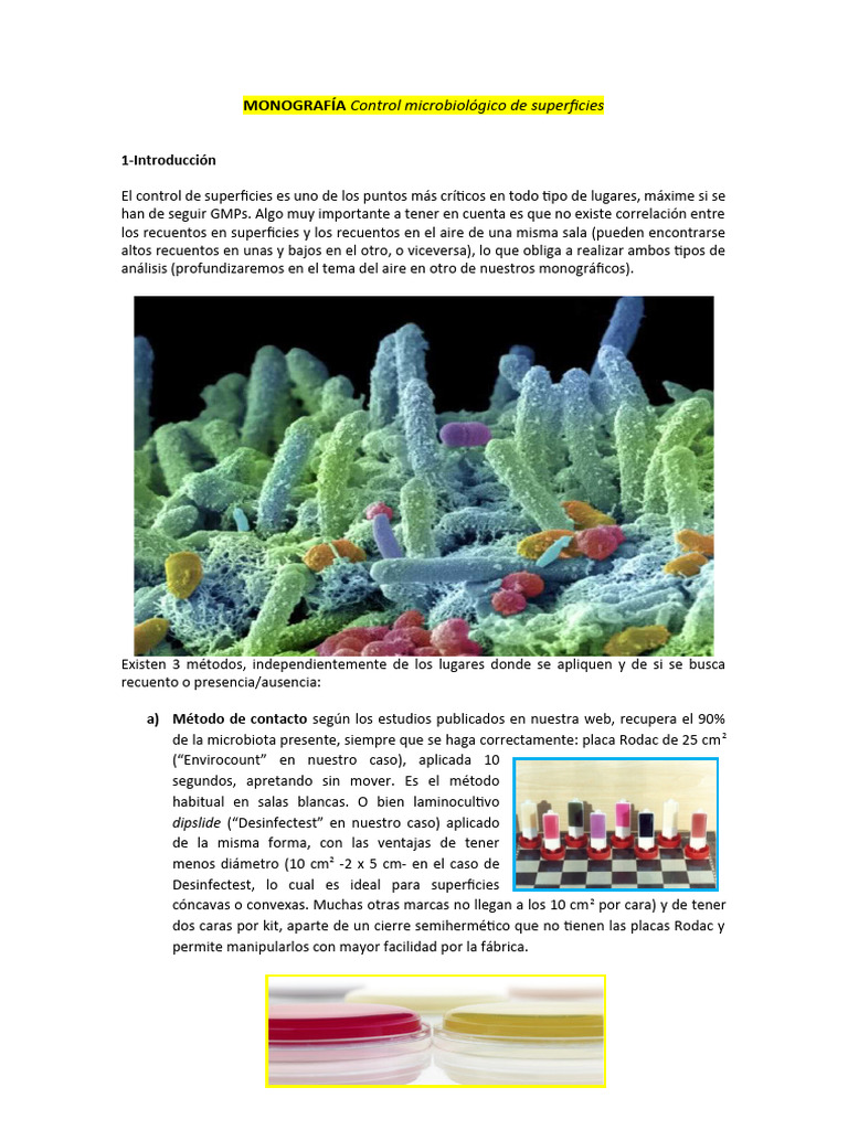 MONOGRAFÍA Control Microbiológico de Superficies | PDF