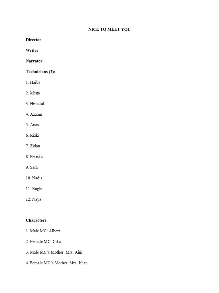 Script_NICE TO MEET YOU | PDF