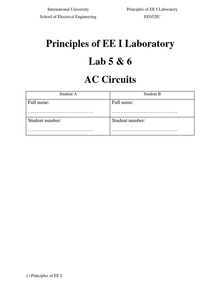 EE1 Lab5 6 ACcircuit v2 Sept22 | PDF | Electrical Network | Phase (Waves)