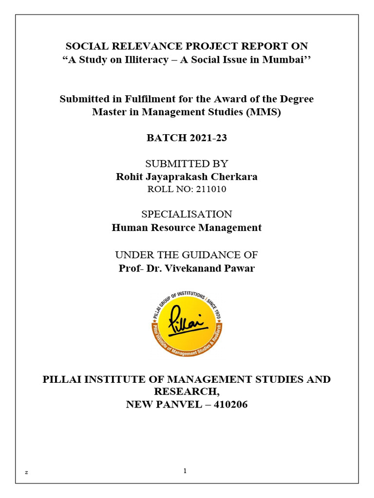 Social Relevance Project Report On Illiteracy | Download Free PDF ...