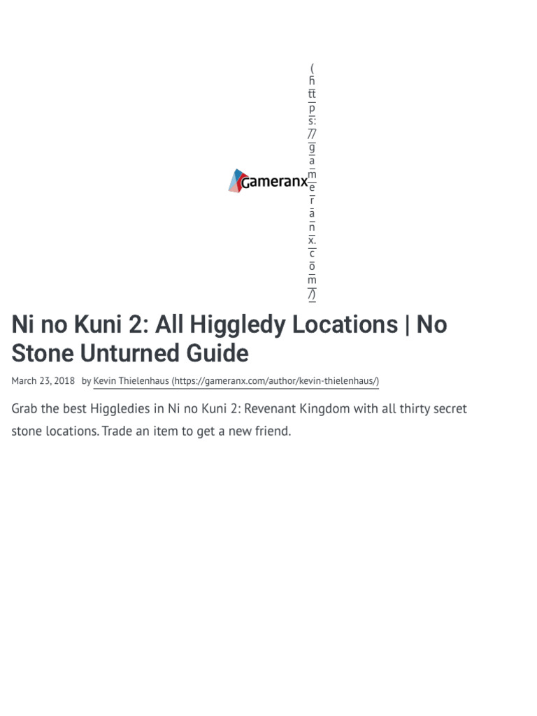 Ni No Kuni 2 - All Higgledy Locations - No Stone Unturned Guide | PDF | Earth Sciences