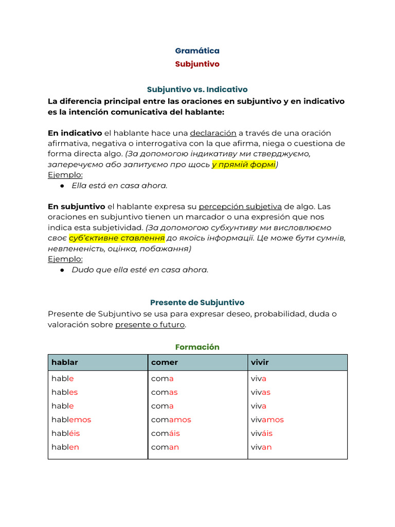 B1 Presente de Subjuntivo | PDF | Lingüística | Gramática