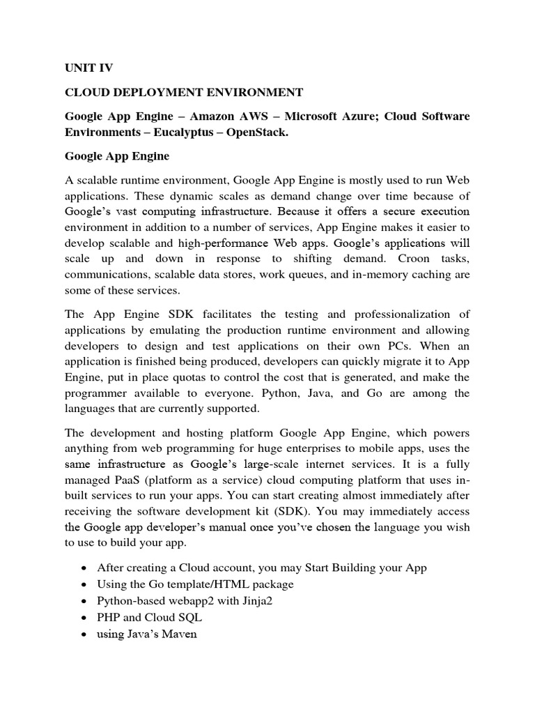 Unit Iv CC | PDF | Open Stack | Cloud Computing