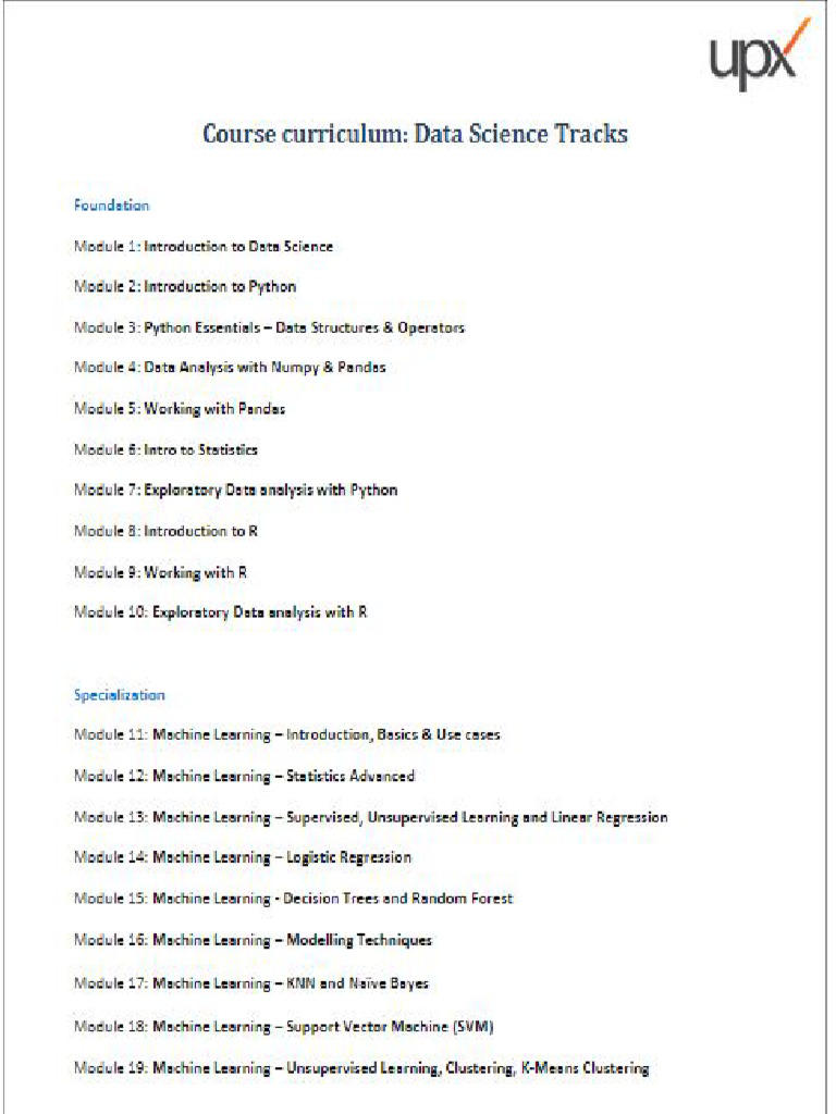 Data Science Curriculum | PDF