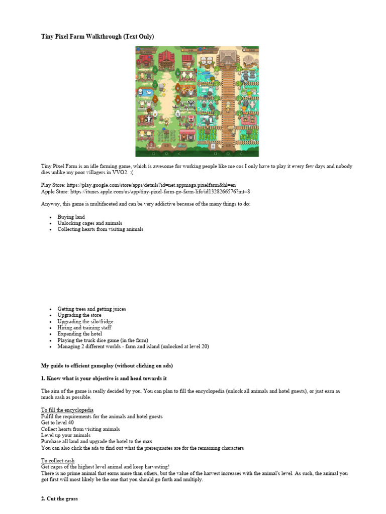 Tiny Pixel Farm Walkthrough | PDF | Cooking, Food & Wine