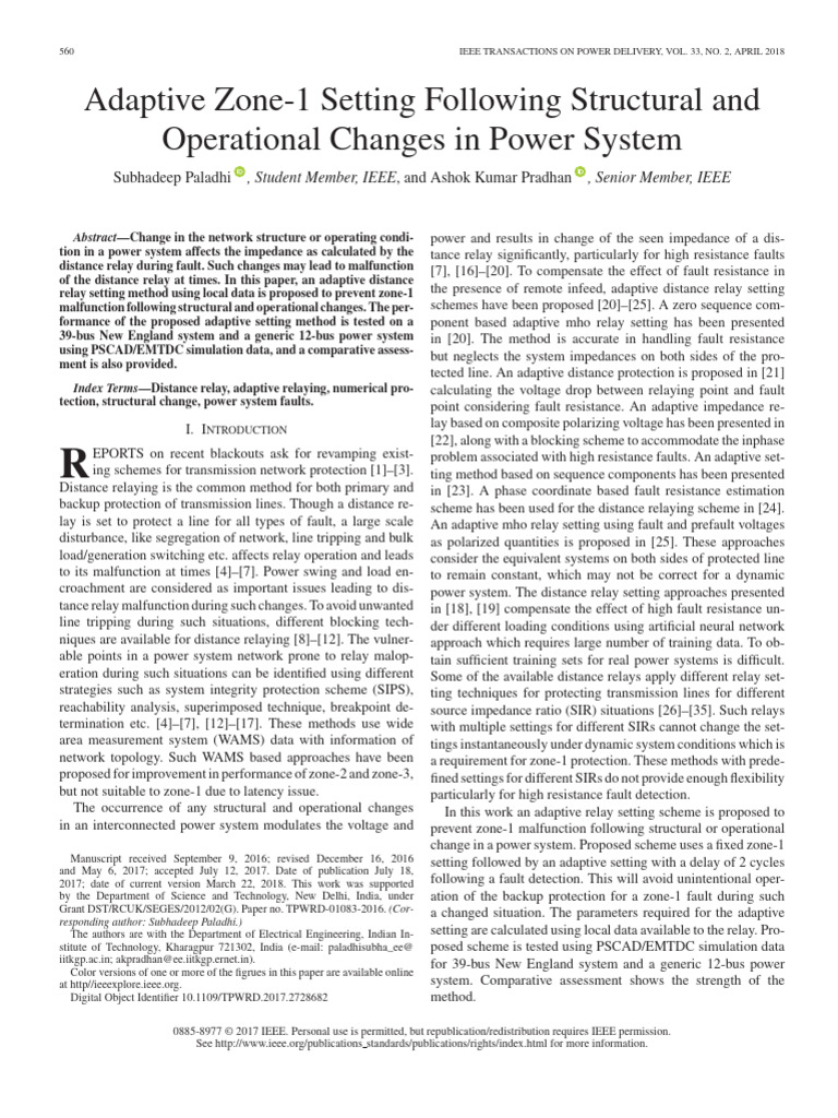 2018 Adaptive Zone-1 Setting Following Structural and Operational ...