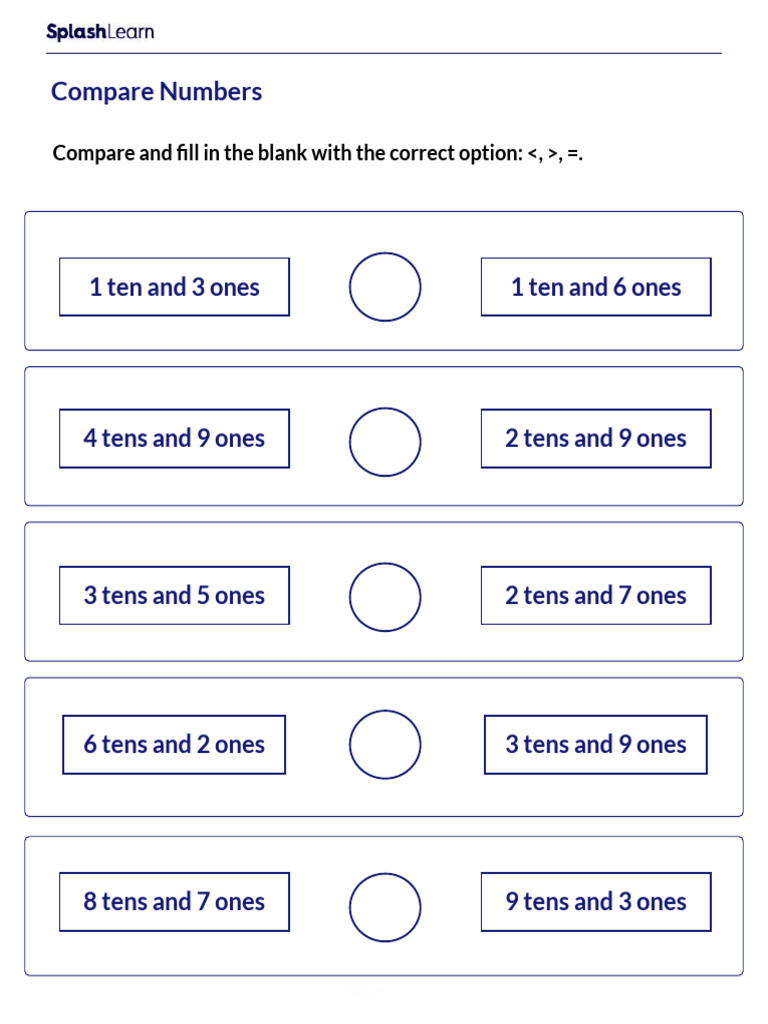 Compare The Numbers Worksheet | PDF